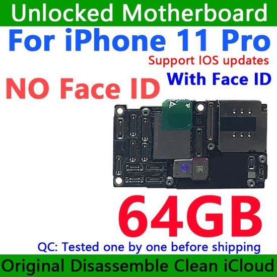 11Pro 64G NON-Carte mère Face ID pour iPhone 11 Pro Max, iCloud gratuit, prise en charge de la ...