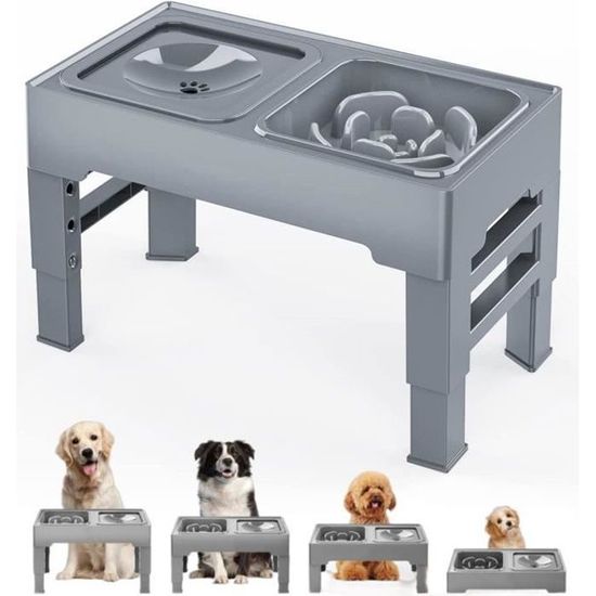 Gamelles Chiens Surélevées de 4 Hauteurs Ajustables avec Bol d ...