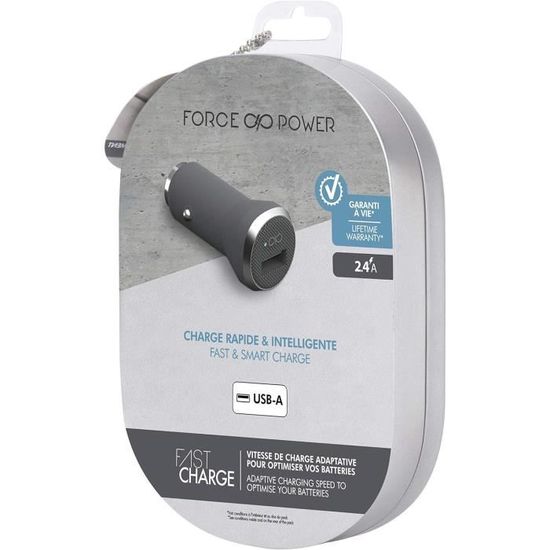 Chargeur Voiture Rapide Et Intelligent Force Power Avec 1 Port Usb 2.4A ...