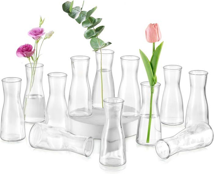 Lot De 12 Petits Vases Pour Décoration De Table, Vases Transparents ...