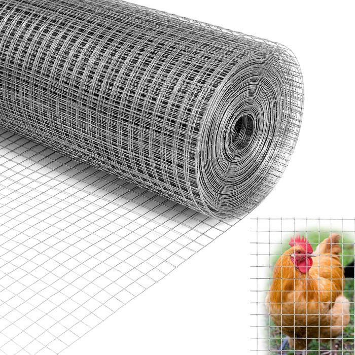 QWORK Grillage Galvanisé Maille, 1 x 20m Grillage Cloture, 12.7 mm ...