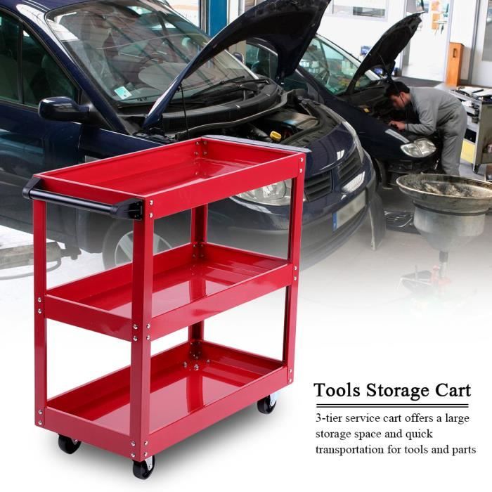 Chariot à Outils 3 Etages sur Roulettes Capacité de Charge 100 - 150 kg ...