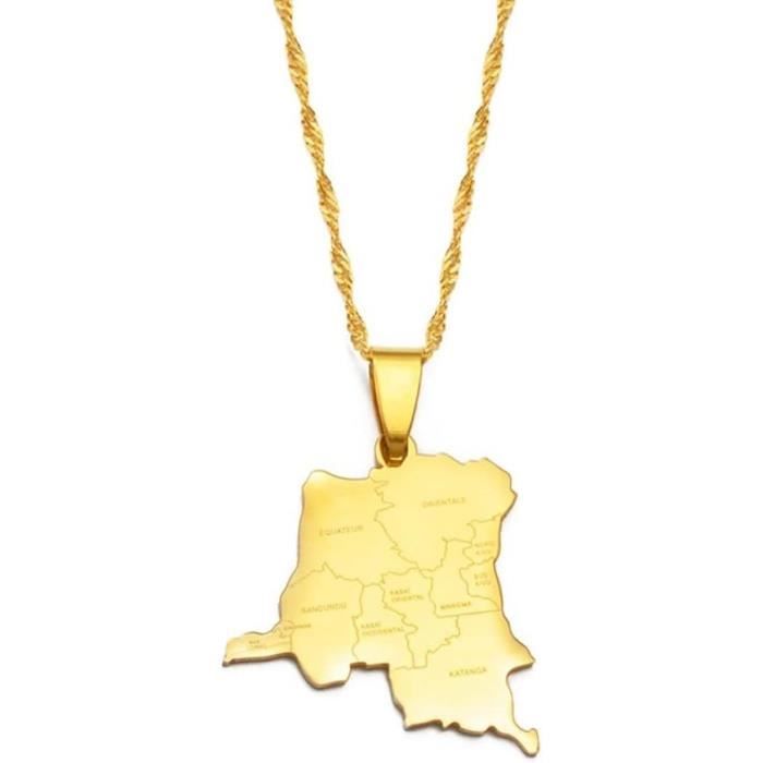 Pendentif Carte Du Congo,Collier Carte Du Congo Avec Motif De Nom De ...