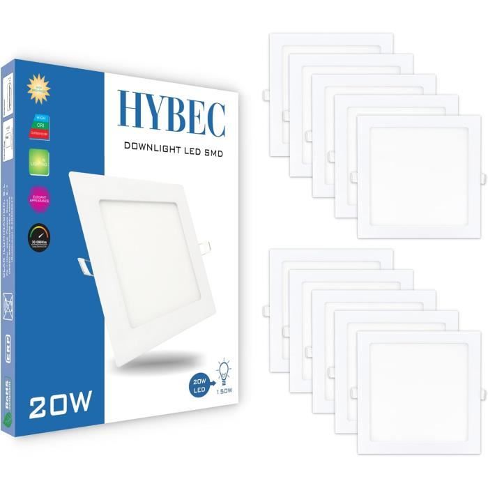 Spot LED carré encastrable Hybec - Lustre chambre, bureau blanc - Blanc ...
