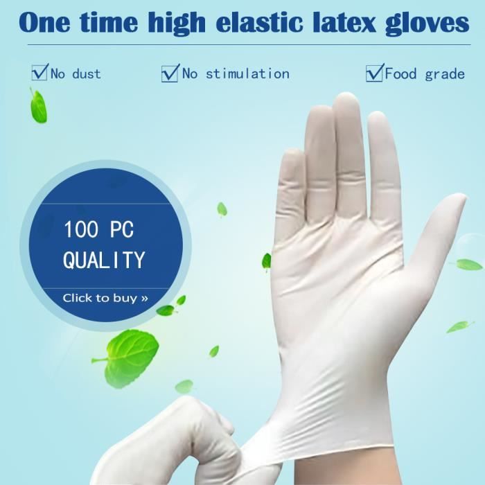 100PC Les gants jetables sans poudre jetables sans latex sans danger ...