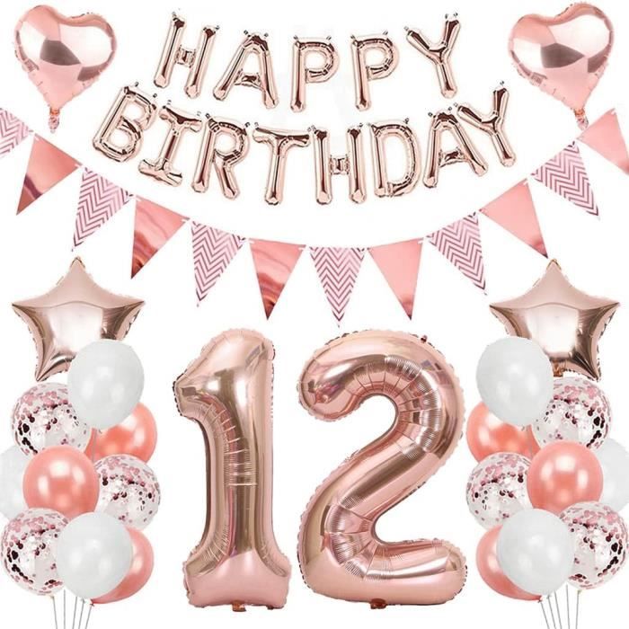 Decoration Anniversaire 12 ans Fille, Ballons Anniversaire Fille, Or ...