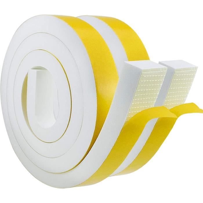 Bande d'étanchéité autocollante en mousse blanche, 25 mm (l) x 20 mm (D ...