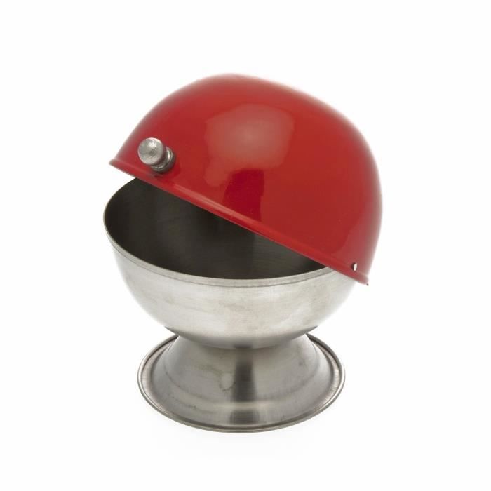 FRANDIS Sucrier en inox - Ø10,5 cm - Couvercle rouge mat - Cdiscount Maison