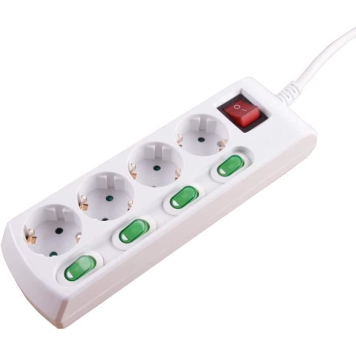 Bloc multipr KF 4 pr s commutable individuellement - Câble de 1,5 m ...