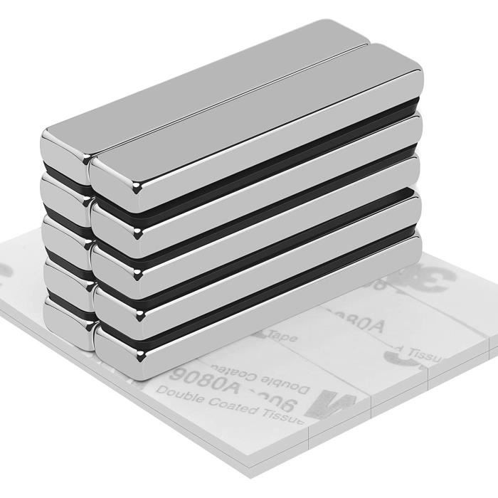 10 Aimants Néodyme Extra Puissants, 50 x 10 x 5 mm Bandes Magnétiques ...