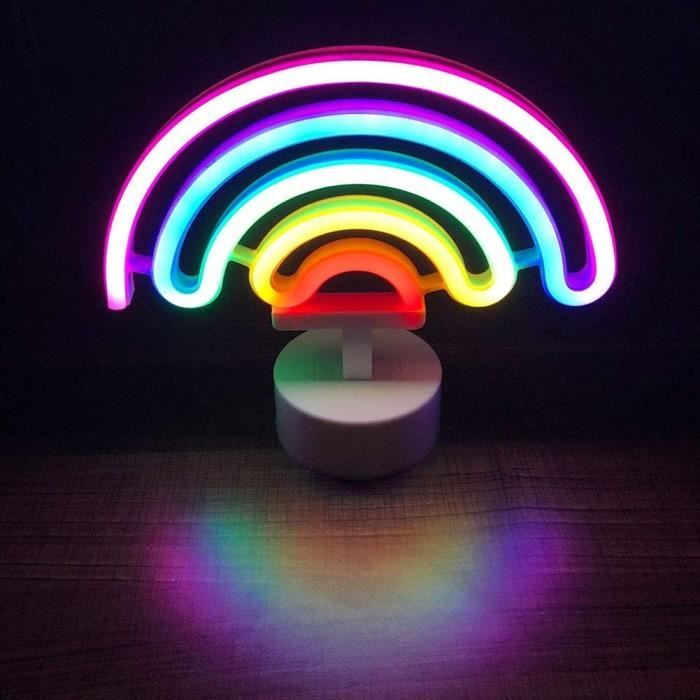 Domybest Led Néon Forme Arc En Ciel Enseigne Lumineuse Au Néon Usb À ...