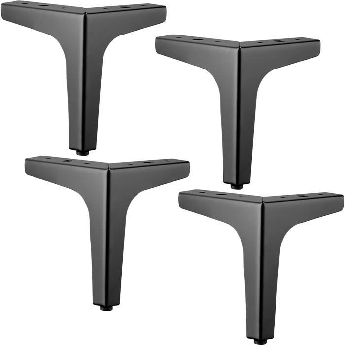 Lot De 4 Pieds De Meubles En Métal Noir - Charge Maximale : 800 Kg - Pieds De Canapé Noirs ...