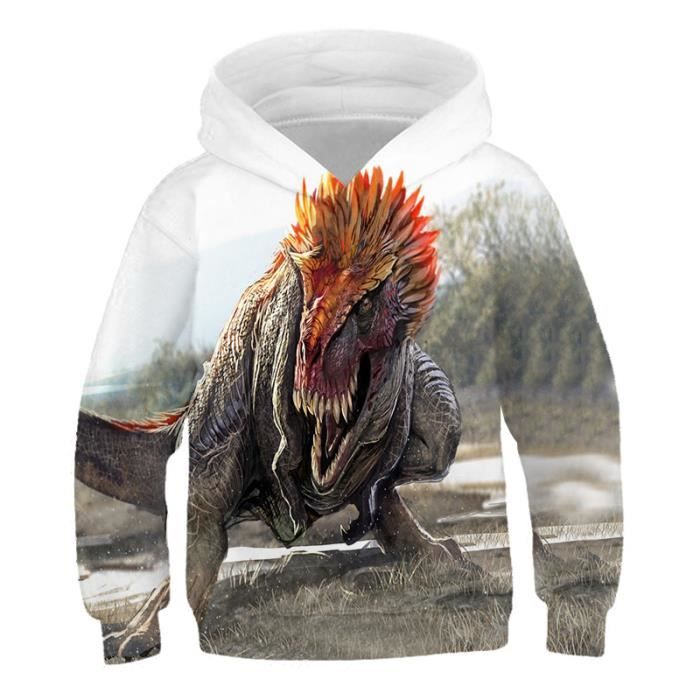 Sweat à Capuche Dinosaur - imprimé de dinosaures - FR84PVA Noir/rose ...