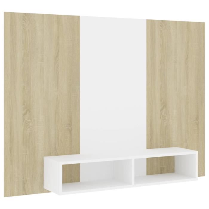 JILL*SALE Armoire TV suspendu-Meuble TV mural - contemporain - Blanc et ...