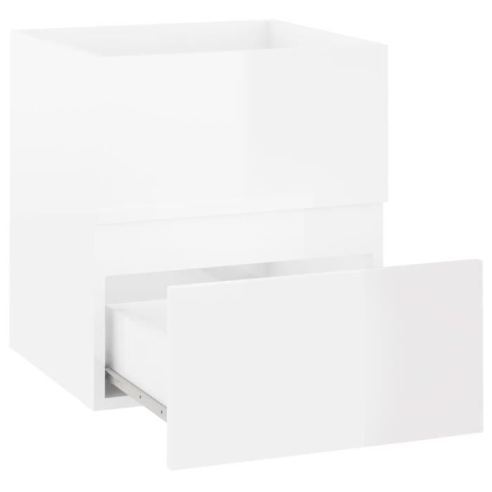 ABB Armoire d'évier avec lavabo intégré Blanc brillant Aggloméré ...