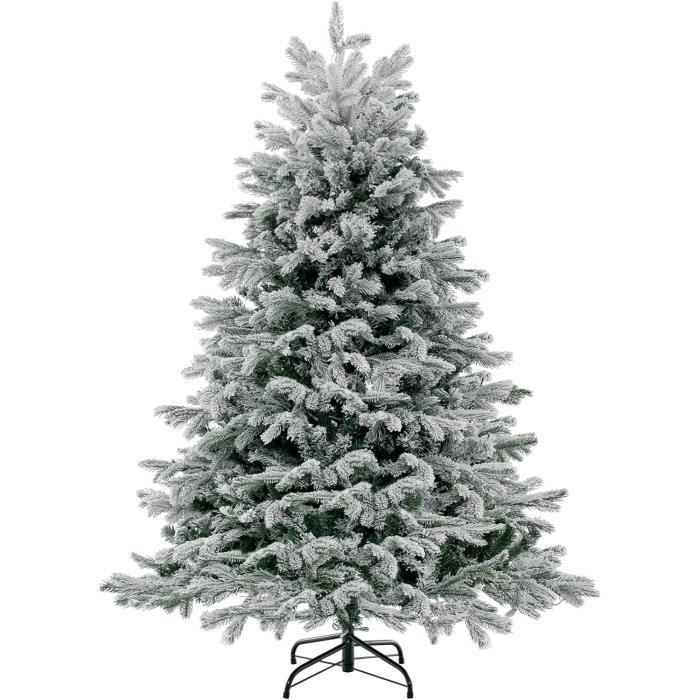 RELAX4LIFE Sapin de Noël 135cm, Arbre de Noel Slim Enneigées avec LED ...