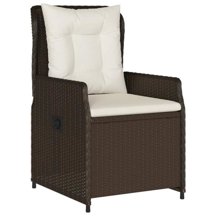 KIT Chaises inclinables de jardin lot de 2 marron résine tressée ...