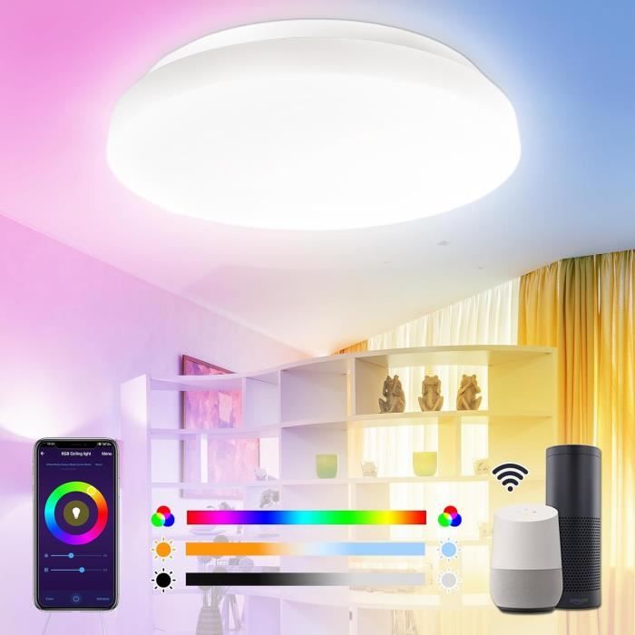 Plafonnier Led Alexa, Lampe De Plafond Moderne 20W 2000Lm 2700K-6500K ...