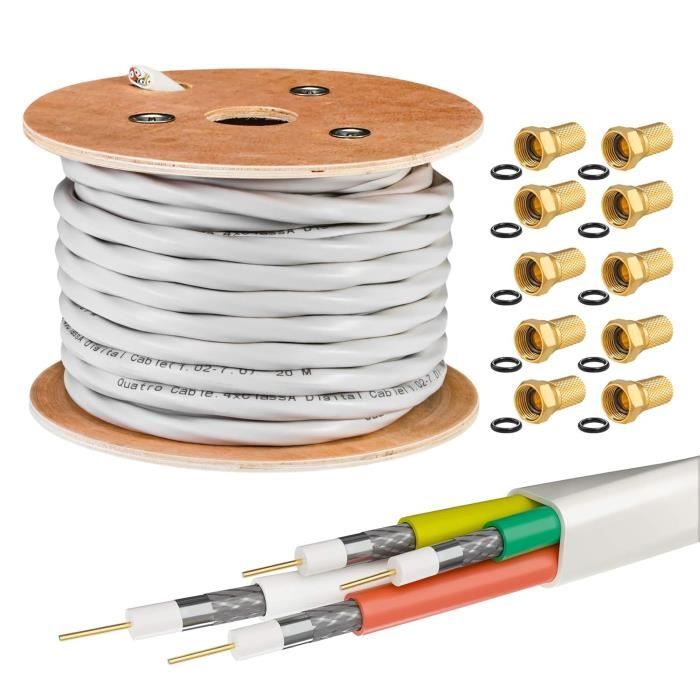 Ehskzjh Câble Coaxial 4 En 1 Pour Installations Ultra Hd, 4K, Dvb-S ...