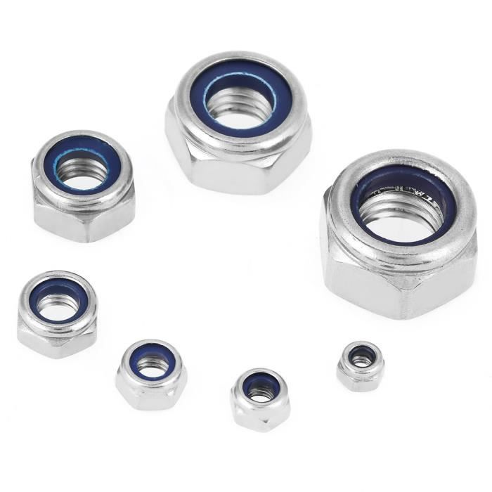 Fangming-crous 175pcs M3 M4 M5 M6 M8 M10 M12 Stainless Steel 304 Nylon Self-locking Nut ...
