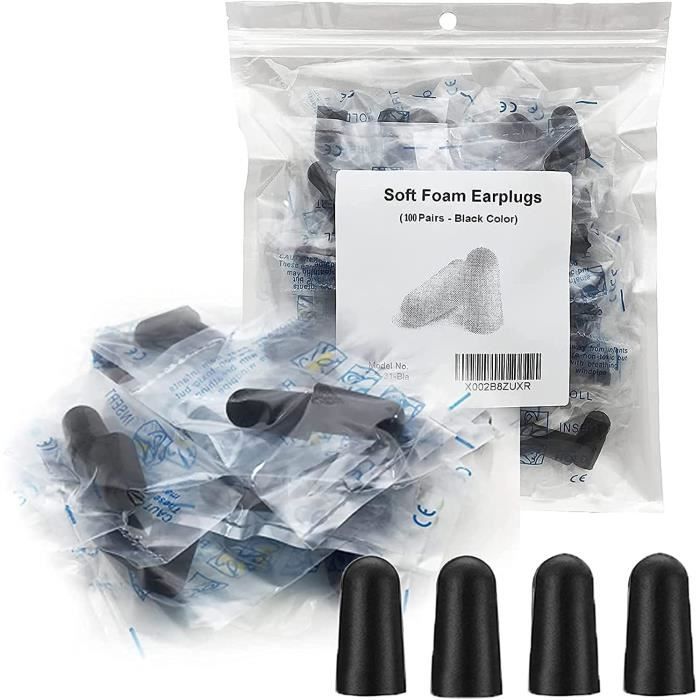 Lot de 100 paires de bouchons d'oreille en mousse ultra souple pour la ...