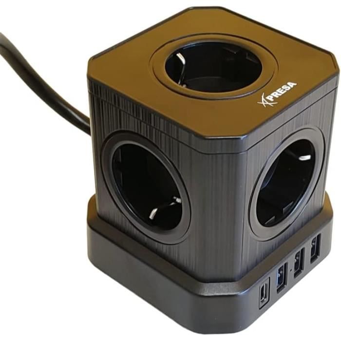 Prise Cp013 Multiprise Cube Avec 5 Prises Schuko 3 Ports Usb Et 1 Usb ...