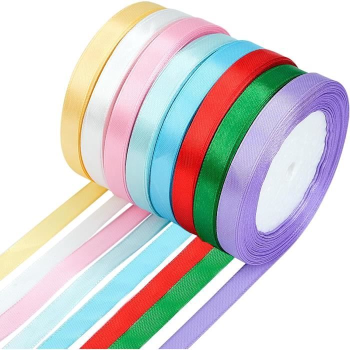 Lot De 8 Rubans De Satin Multicolores De 1 Cm X 22 M - Décoration En ...