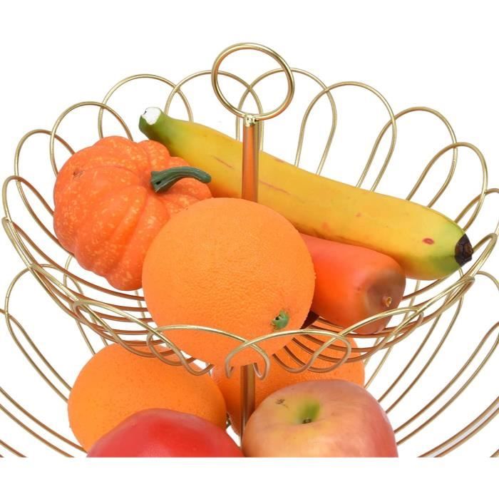 Porte-fruits doré à 2 niveaux, corbeille à fruits en fer anti-rayures ...