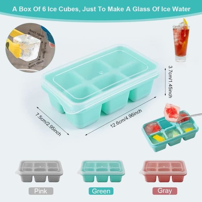 3 Pièces Mini Bac À Glaçons Avec Couvercle Sans Bpa,Petit Réfrigérateur ...