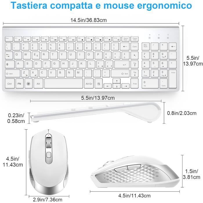 Italien Clavier Et Souris Sans Fil Qwerty Usb Ergonomique Compact Plein ...