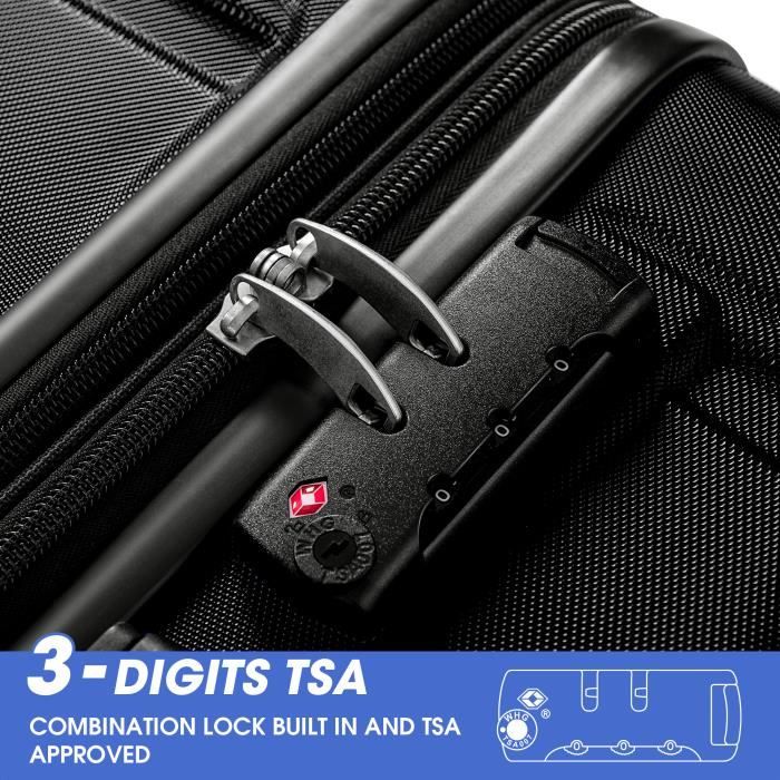 Set de 3 valises rigides avec serrure TSA, roue universelle, conception ...