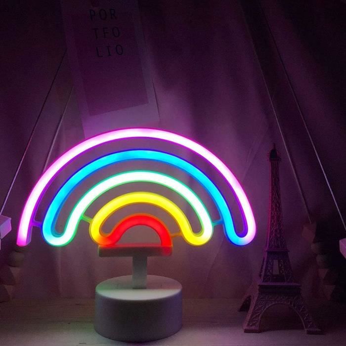Domybest Led Néon Forme Arc En Ciel Enseigne Lumineuse Au Néon Usb À ...
