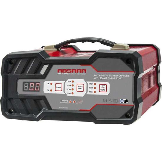 Chargeur automatique - ABSAAR - 12V, 6V - 75A démarrage - 12A charge ...