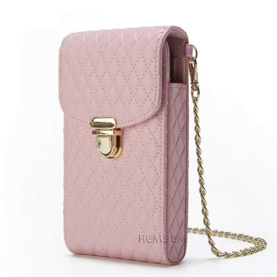 Rose-JOStrap-Mini sac à main en cuir d'agneau en poudre à bandoulière ...