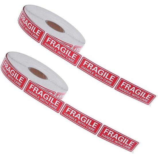 2 rouleaux-1000 autocollants fragiles – Poignée fragile avec étiquettes ...