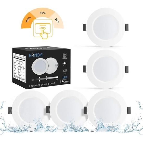 Spots Led Encastrable, Dimmable Ip44, Blanc Chaud 3000K, Extra Plat 26Mm, 220V 6W 600Lm ...