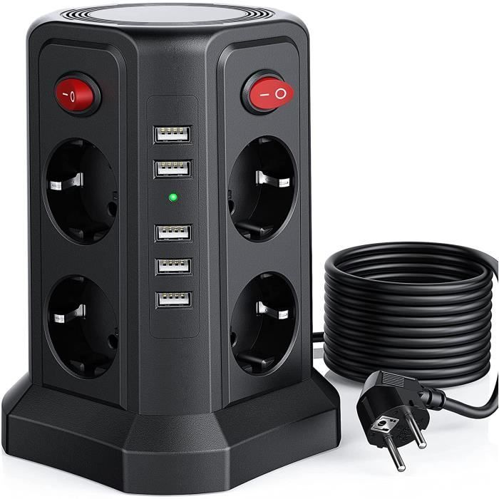 Tour multiprise 5m cordon, multiprise electrique avec 5 ports usb et 8 ...