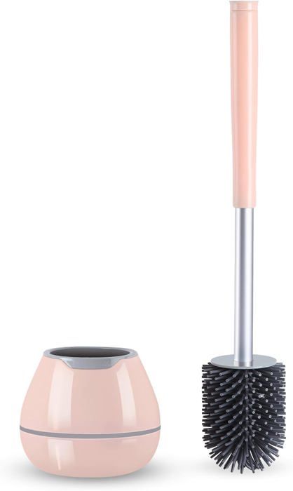 Brosse Wc, Balai De Toilette, Poils En Silicone Avec Support Pincette Long Poignée - Rose[u1092 ...