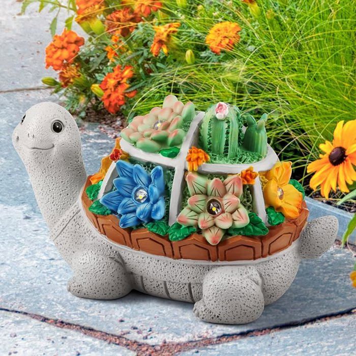 Solar Garden Statue Turtle Statue Outdoor Garden Decoration Cute Turtle ...