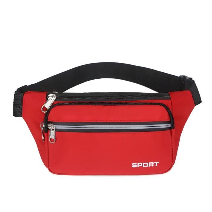 Sac Banane Adulte Multipoches 19 X 13 X 1 Cm Couleur Unie-Rouge Rouge ...