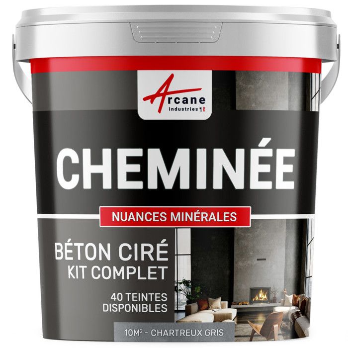 Béton Ciré Cheminée en kit complet 10 m² (en 2 couches) - Chartreux ...