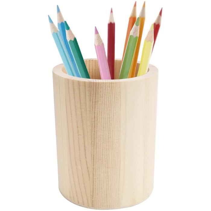 1Pcs Pot à Crayons en Bois Porte-Stylo de Boîte de Rangement pour ...