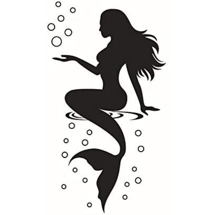 3D Stickers Muraux Sirène Ethylène Sculpté Sticker Mural Salon Chambre Salle De Bains ...