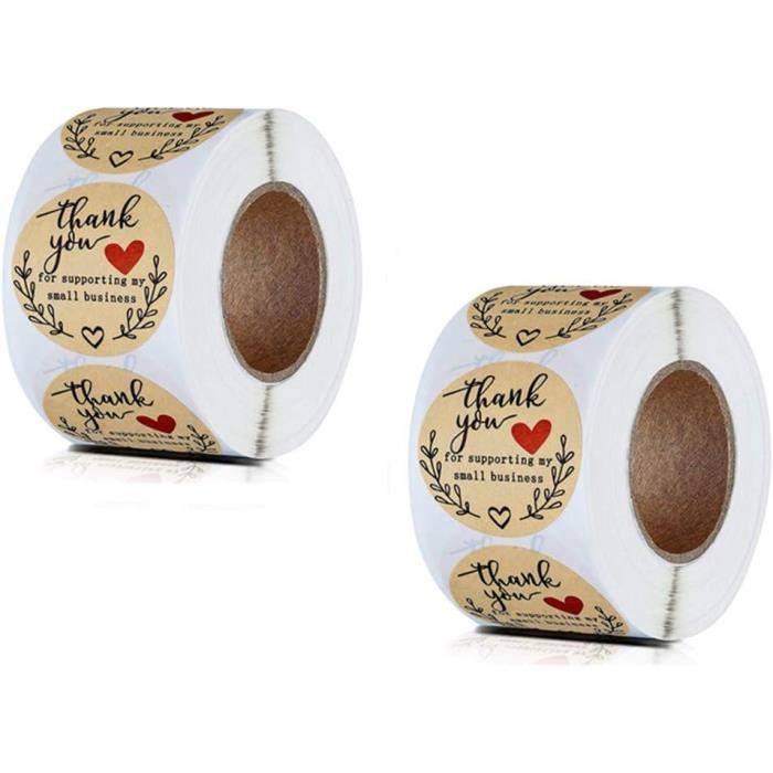 Merci Stickers, 1000 Pièces 3,8 cm d'Étiquette Thank You Rouleau Rond ...