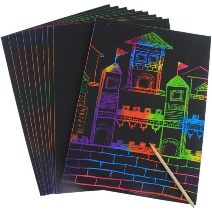 20 Feuilles Dessin Gratter pour Enfants Gratter Papier avec 2 Stylos en ...