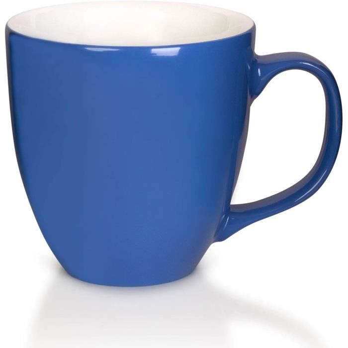 Grande tasse à café XXL en porcelaine avec surface brillante - Bleu ...