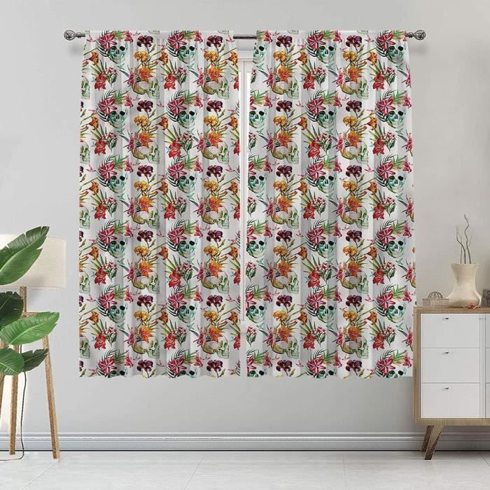 Rideaux isolants thermiques-motif tête de mort-motif tête de mort-avec ...