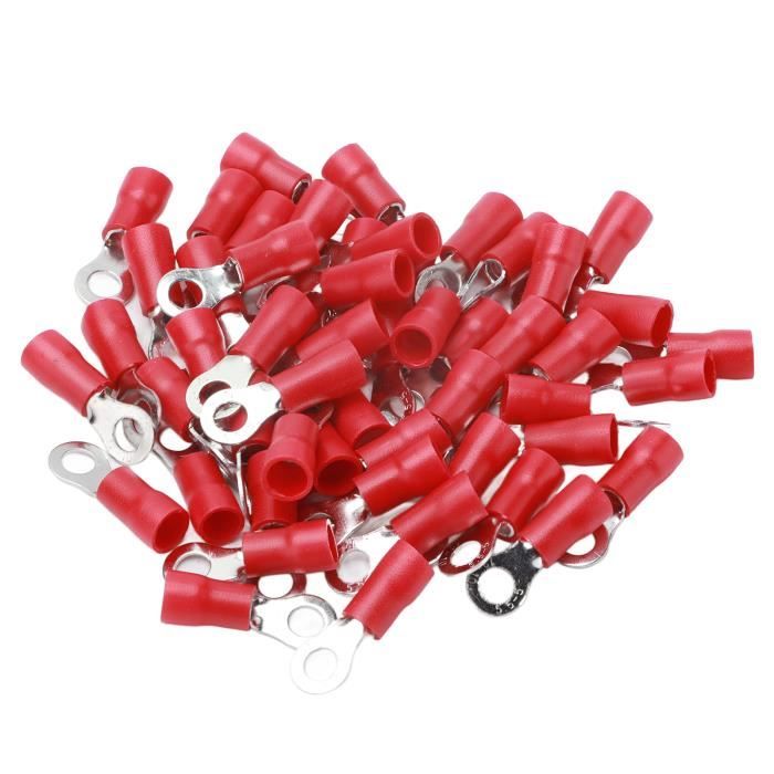 EJ.life Connecteurs à sertir électriques isolés 50pcs anneau cuivre sertissage terminal PVC pré ...