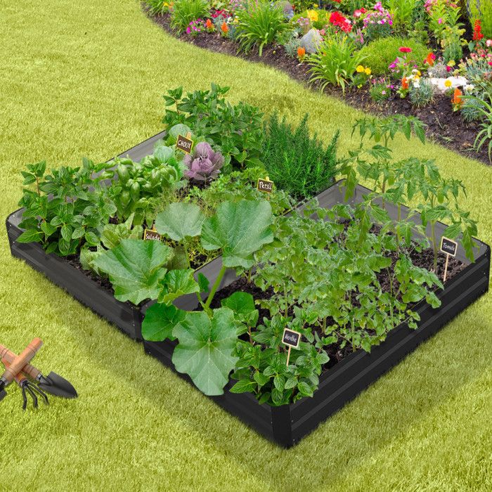 IDMARKET Lot de 2 carrés potager en métal châssis rectangulaire 80x115 ...