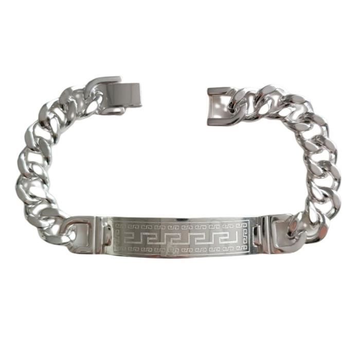 Gourmette acier 'Rhodes' - 21 cm 12 mm [R8603] - Achat / Vente bracelet ...